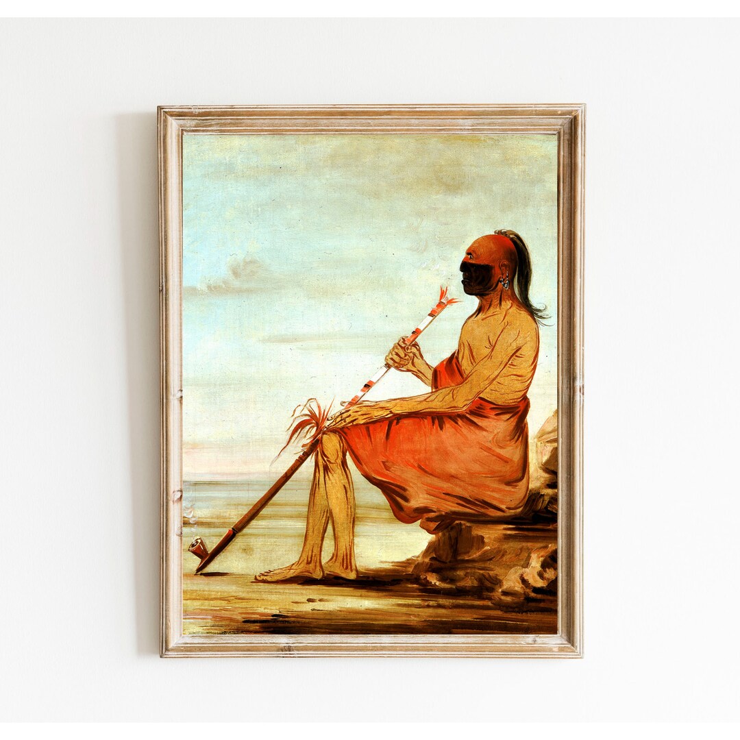 Antique Printable Wise Native American Chief Portrait, Elderly Male ...