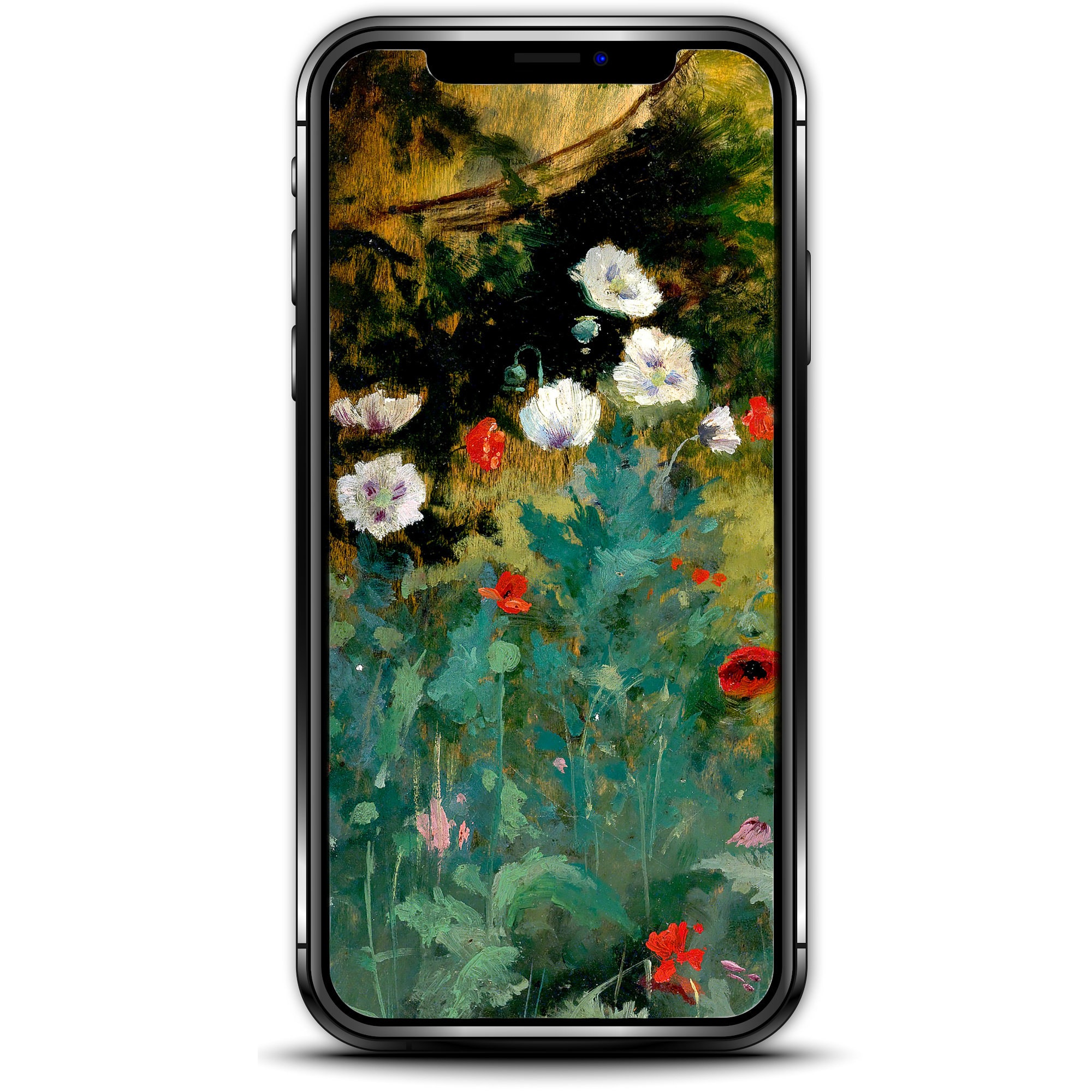 Poppies iPhone Wallpaper, Vintage Poppy Cell Phone Screen Art, Antique ...