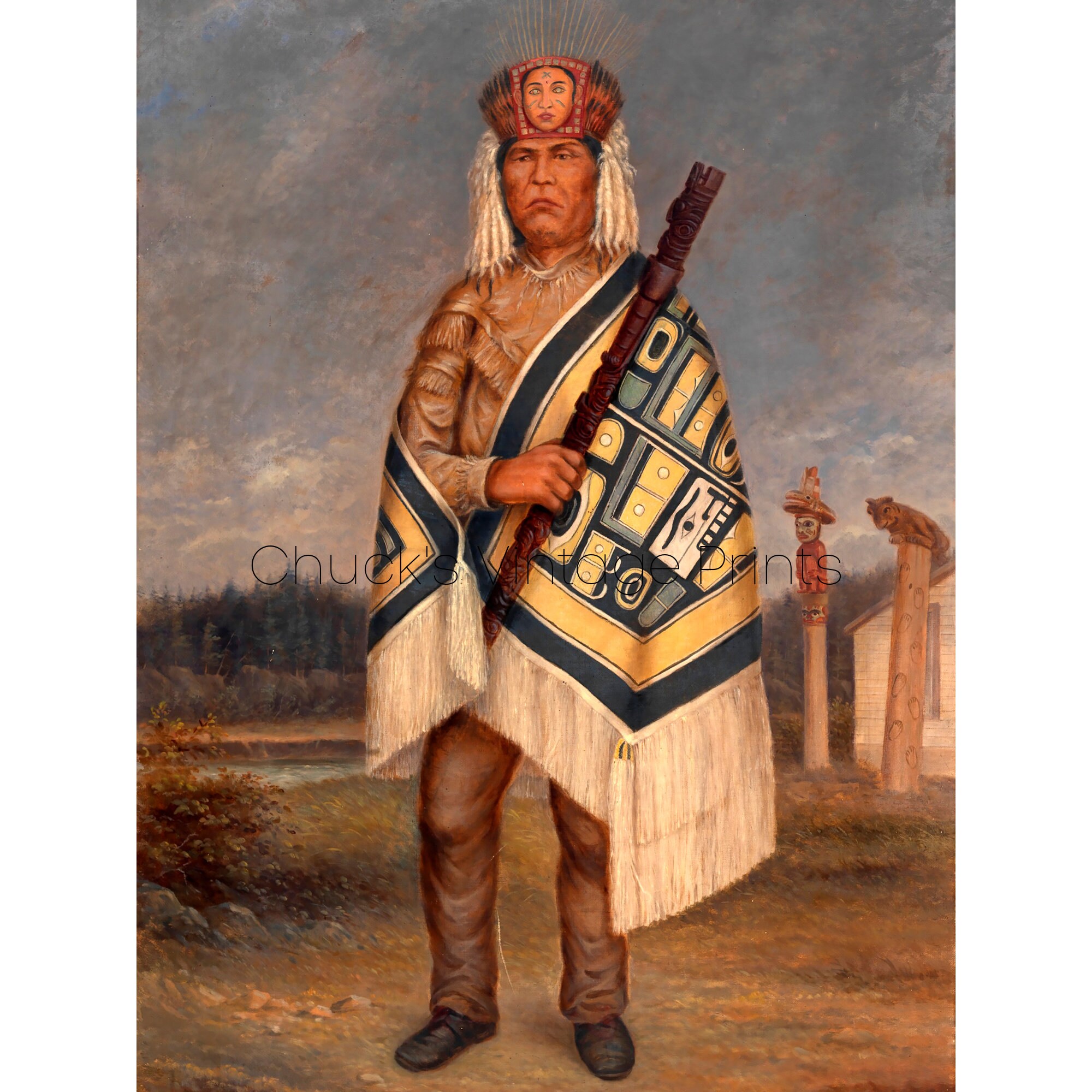 Antique Printable Portrait of a Tlingit Indian Man Native - Etsy Australia