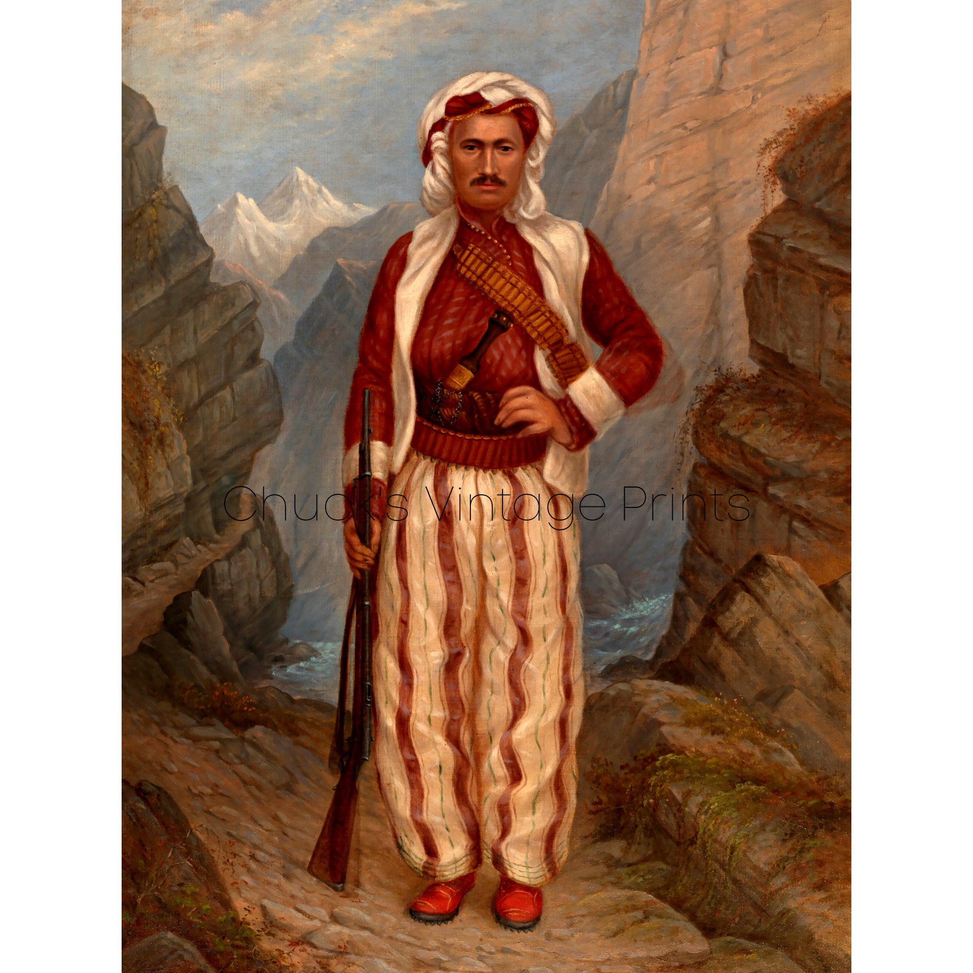 Antique Printable Portrait of Kurdish Man, Kurd Soldier Indigenous ...