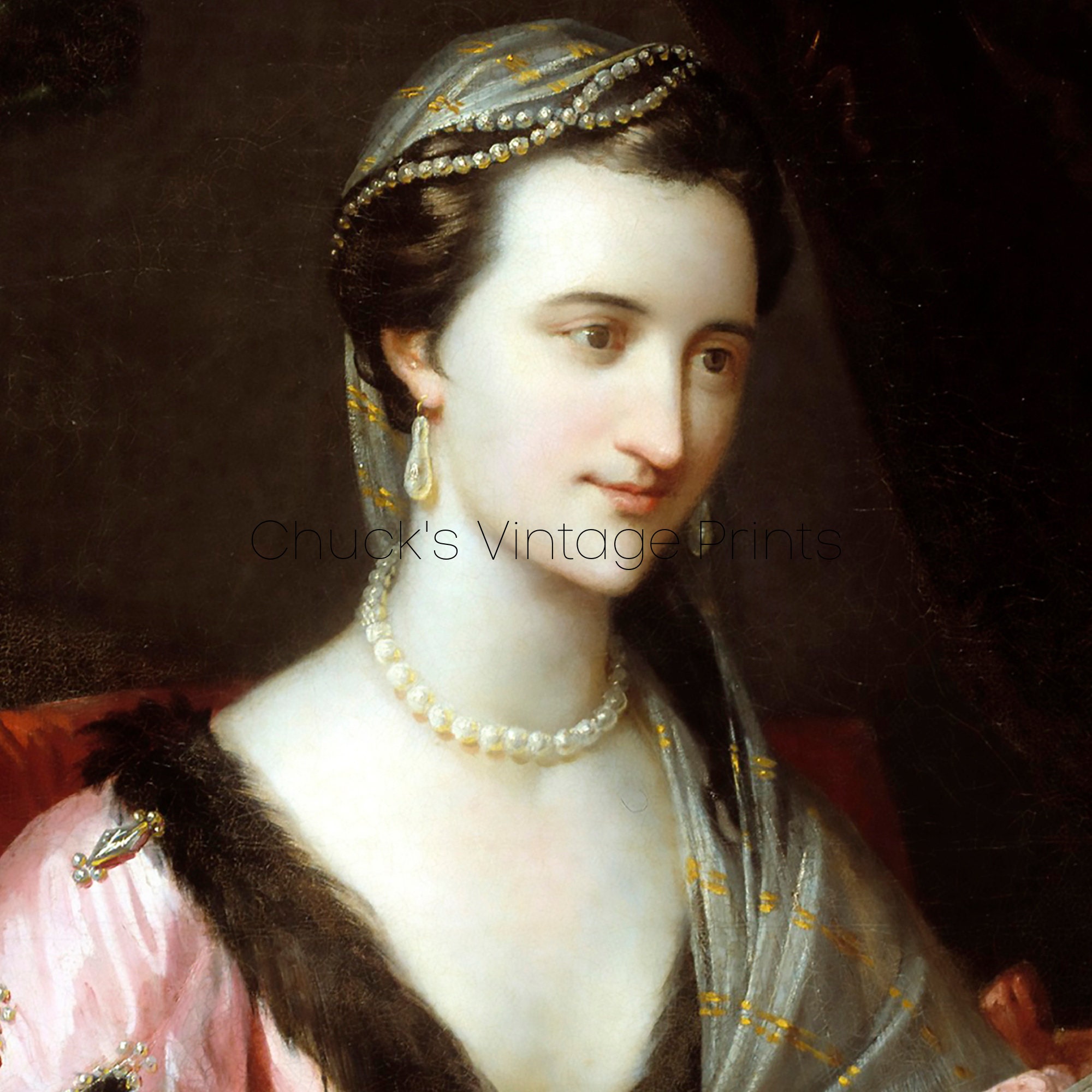 Antique Portrait Painting Lady With Mandolin Printable, Vintage Female ...