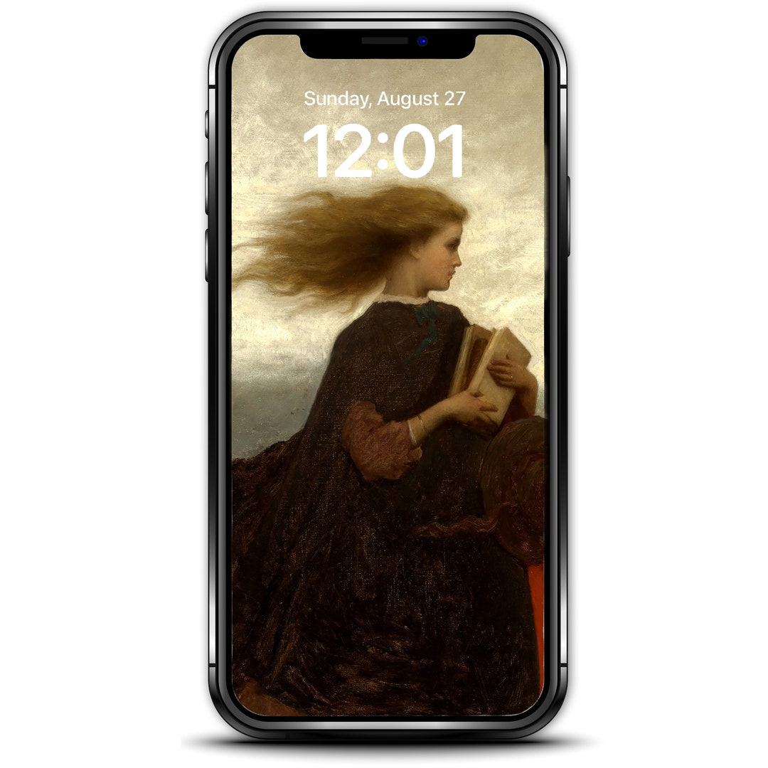 Long Haired Victorian Girl iPhone Wallpaper, Vintage Cell Phone Screen ...