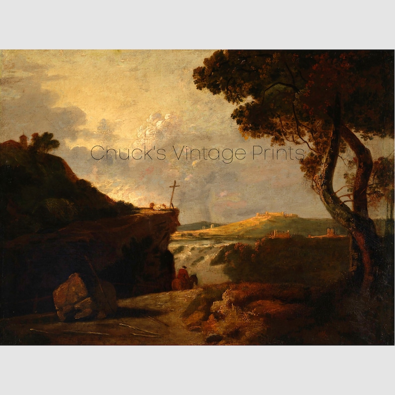 Antique Printable Landscape With Cross Crucifix 1700s - Etsy