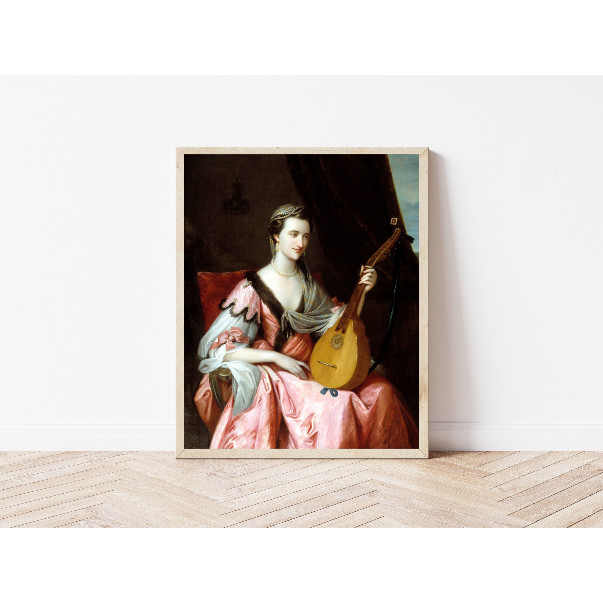 Antique Portrait Painting Lady With Mandolin Printable - Etsy