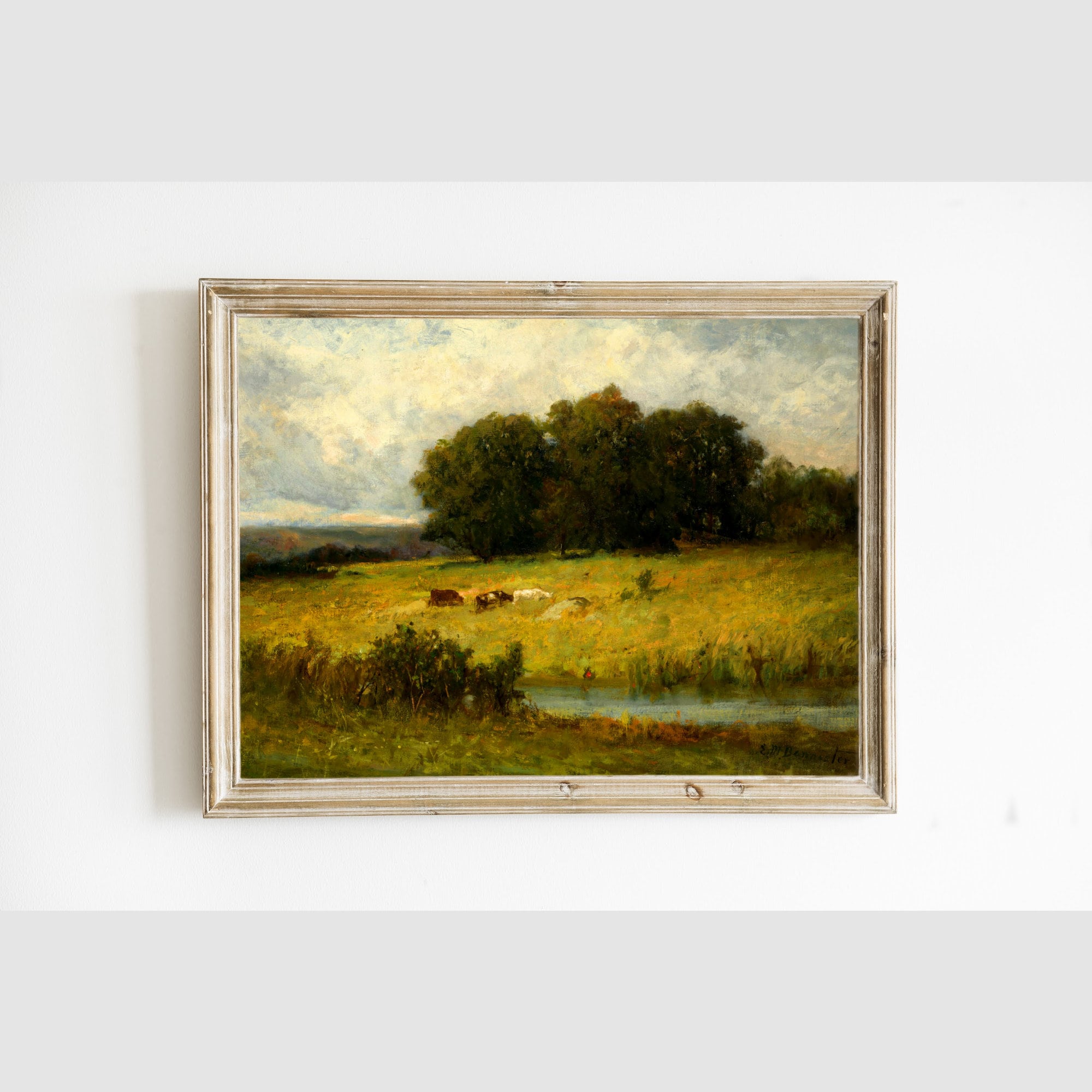 Cattle Grazing Near Stream Vintage Farmland Landscape Print - Etsy