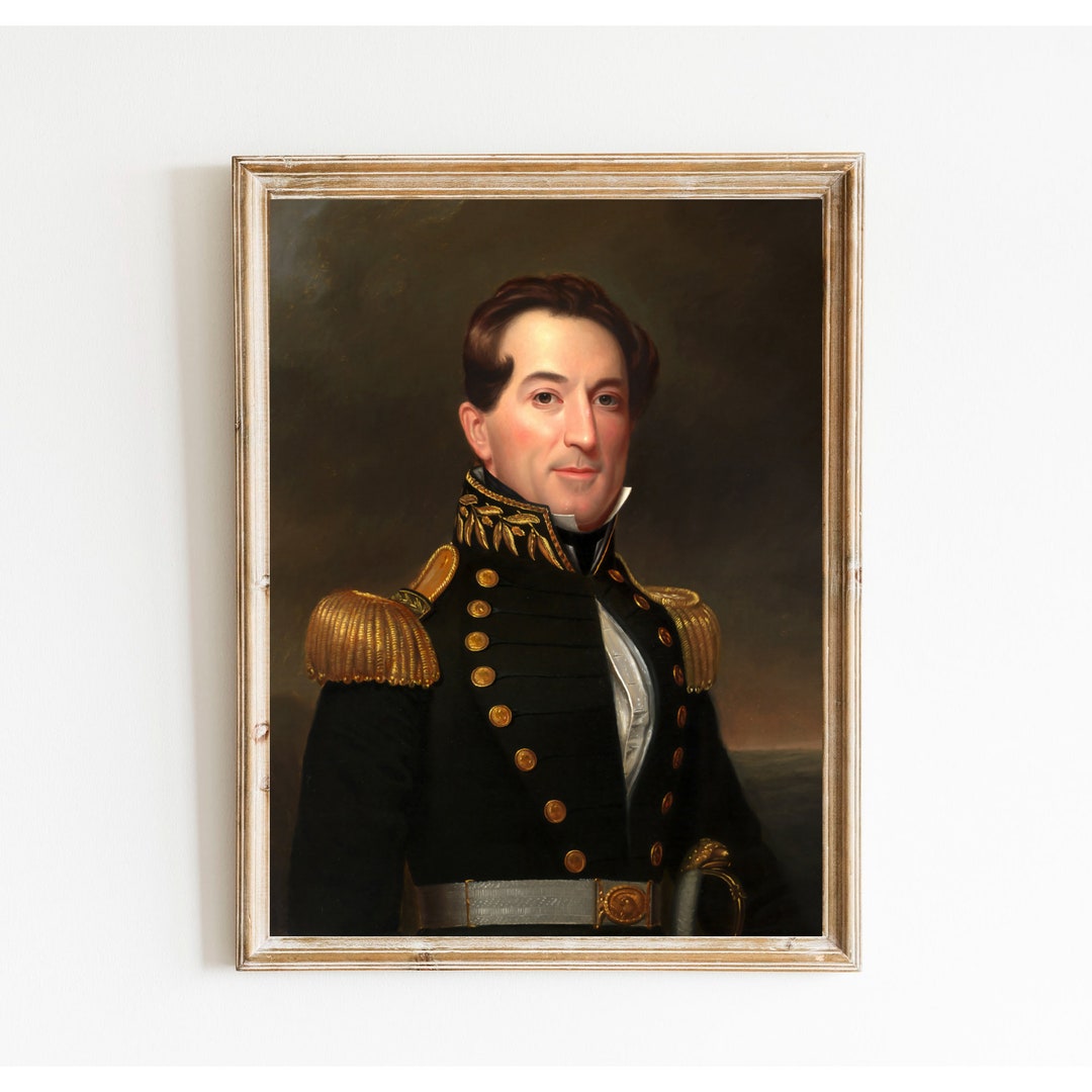 Vintage American Navy Officer Portrait Painting Printable, Admiral ...