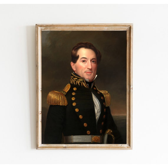 Vintage American Navy Officer Portrait Painting Printable | Etsy