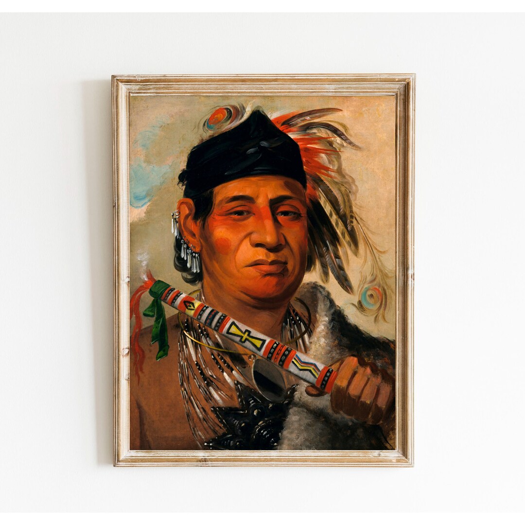 Antique Printable Native American Chief of the Tribe Portrait, Male ...
