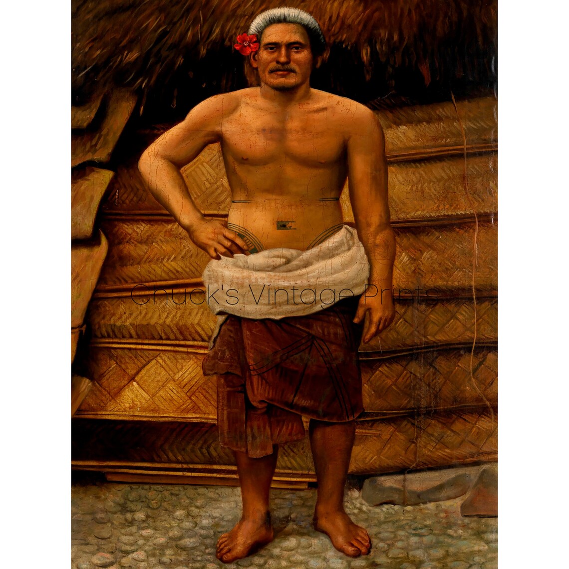 Antique Printable Portrait of a Samoan Man, Pacific Islander Indigenous ...