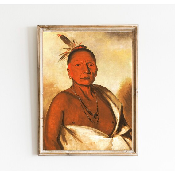 Antique Printable an Indian Brave Portrait Male Native - Etsy