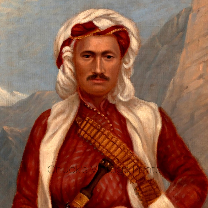 Antique Printable Portrait of Kurdish Man, Kurd Soldier Indigenous ...