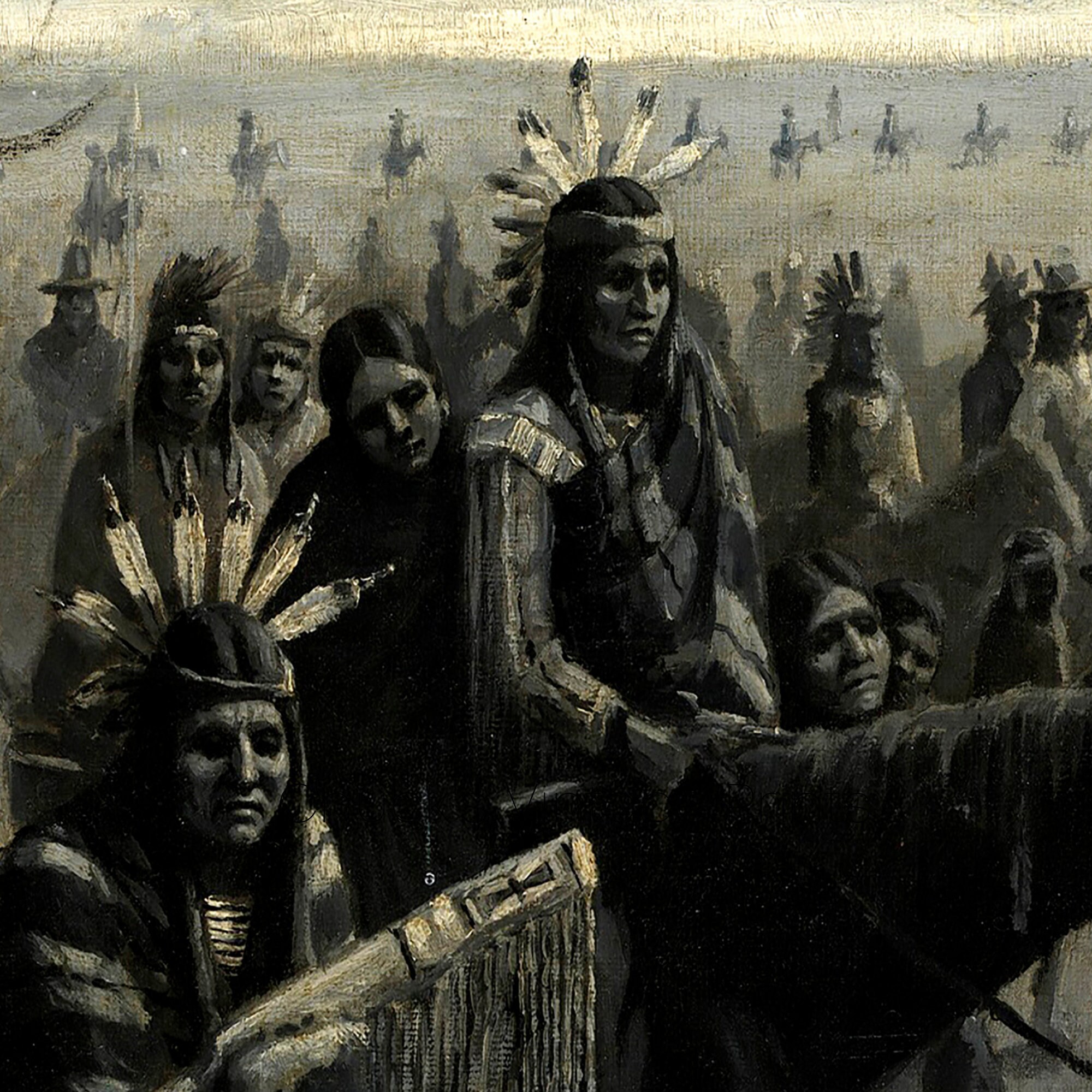 Vintage Native American Indians Migrating Painting Printable, Antique ...