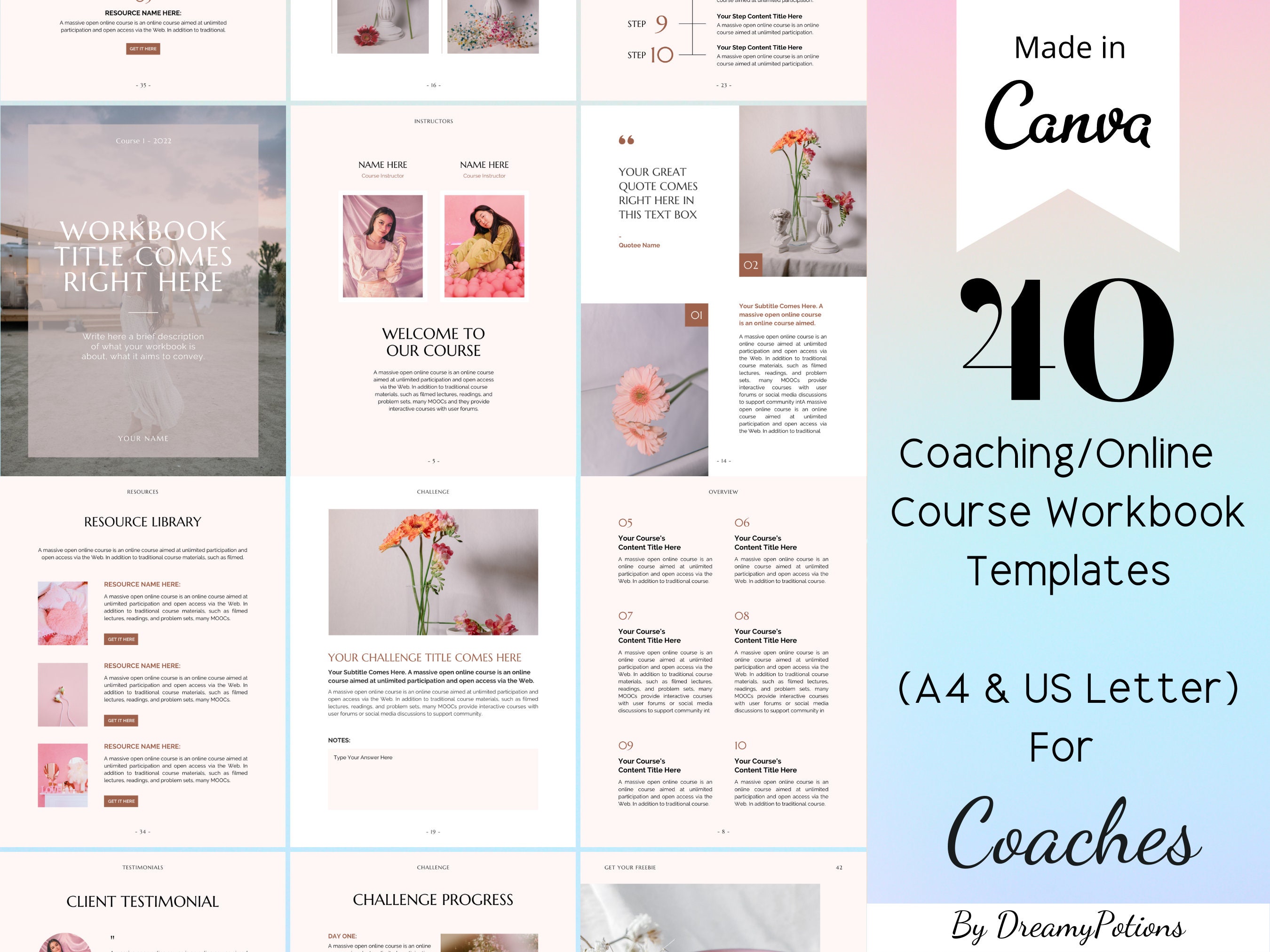 40 Coaching/online Course Workbook Template for Coaches, Lead Magnet ...