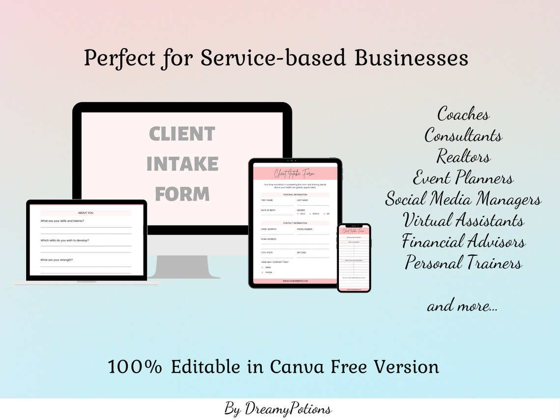 6 Done for You Client Intake Form Template for Coaches, Client Coaching ...