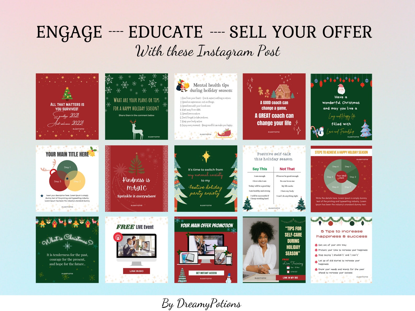 36 Done for You Christmas Life Coach Engagement Social Media Posts ...