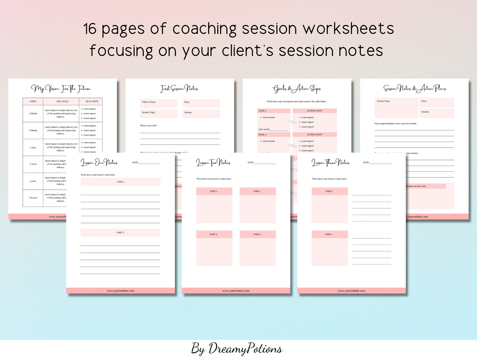 22 Done for You Coaching Program Worksheet Templates, Client Session ...