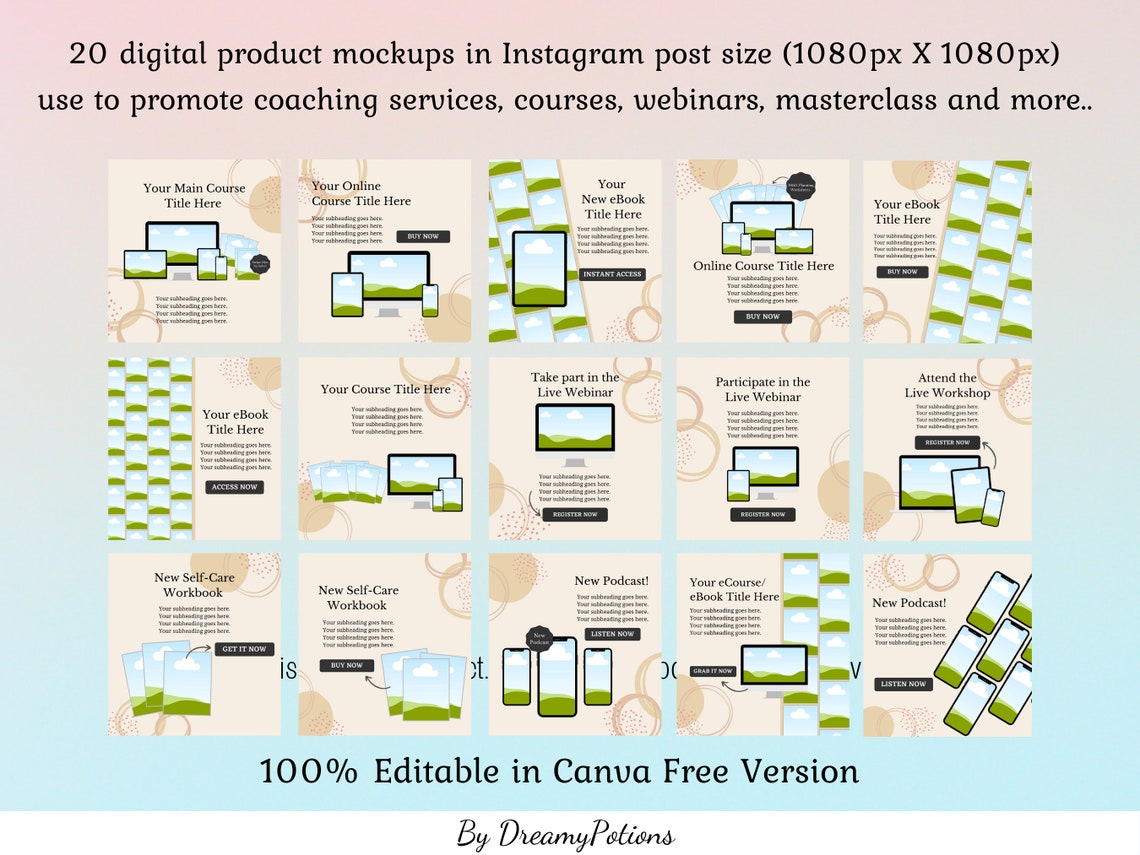 20+ Digital Product Mockup Templates, Online Course Mockup, Course ...