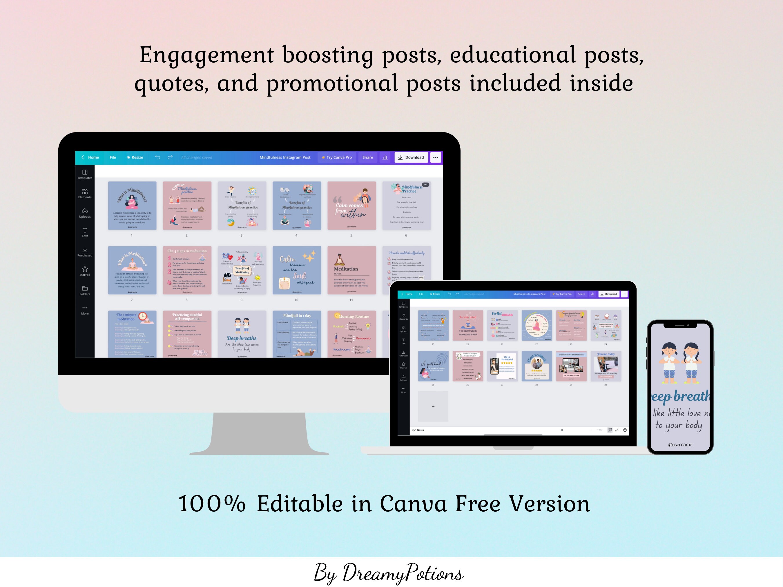 30 Done for You Mindfulness Engagement Social Media Posts, Life Coach ...
