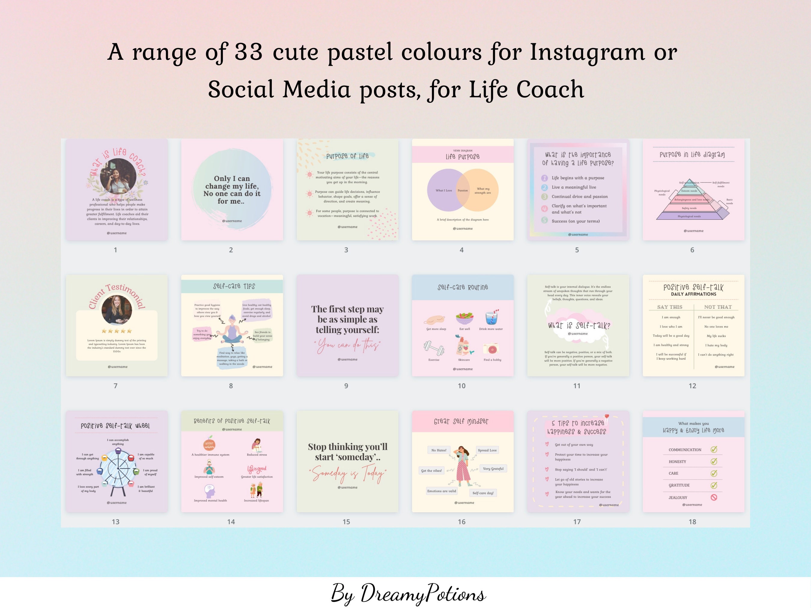 33 Done for You Life Coach Engagement Social Media Posts, Life Coaching ...