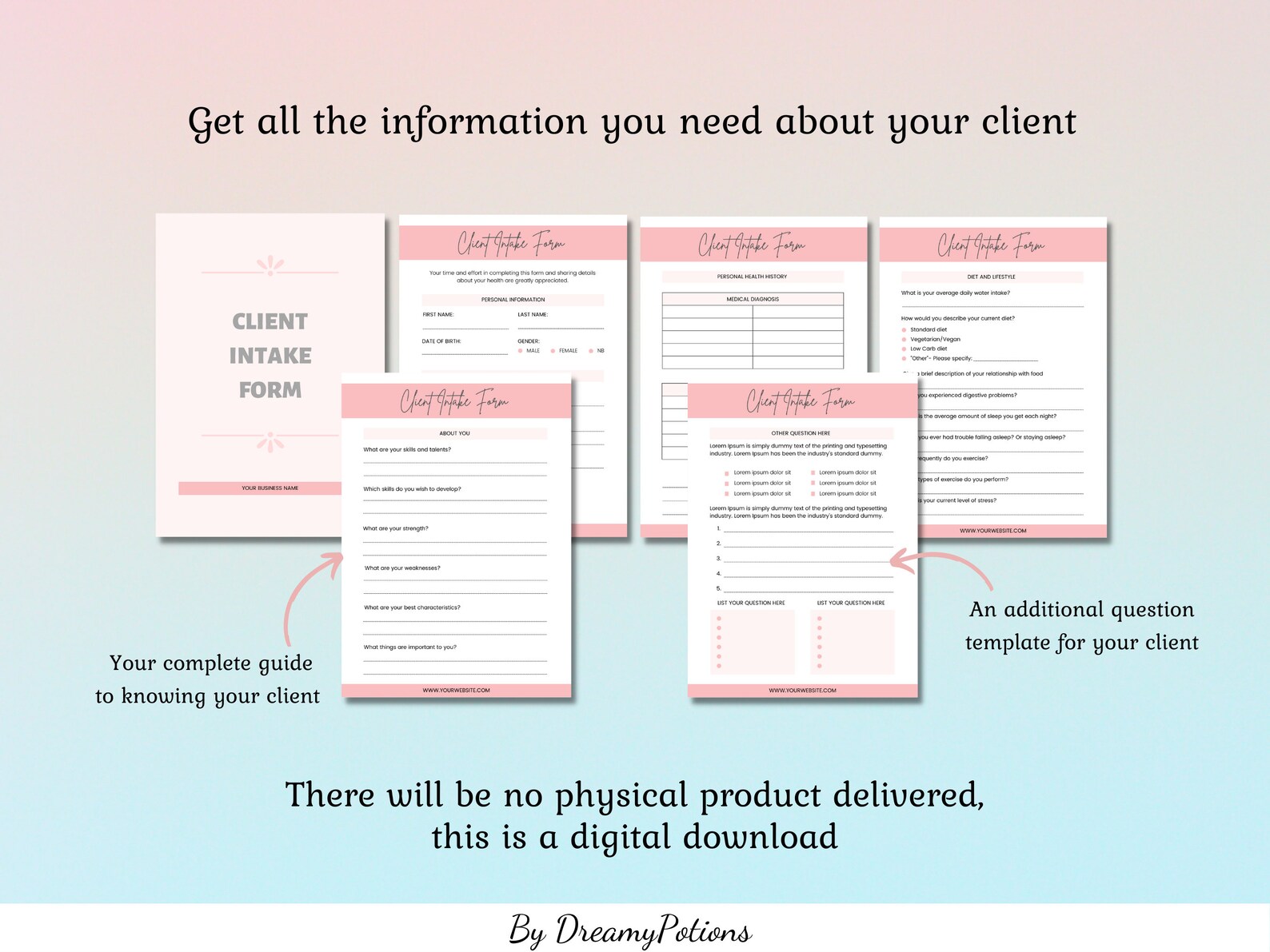 6 Done for You Client Intake Form Template for Coaches, Client Coaching ...