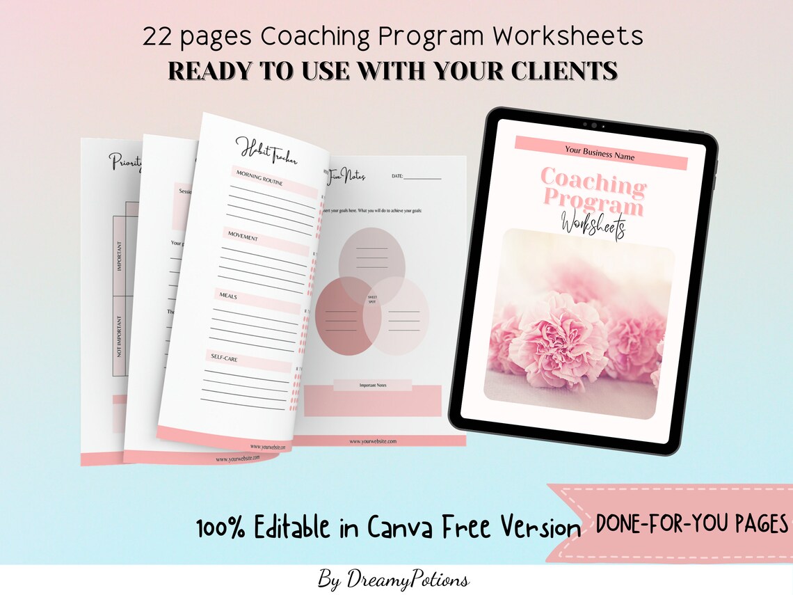 22 Done for You Coaching Program Worksheet Templates Client - Etsy
