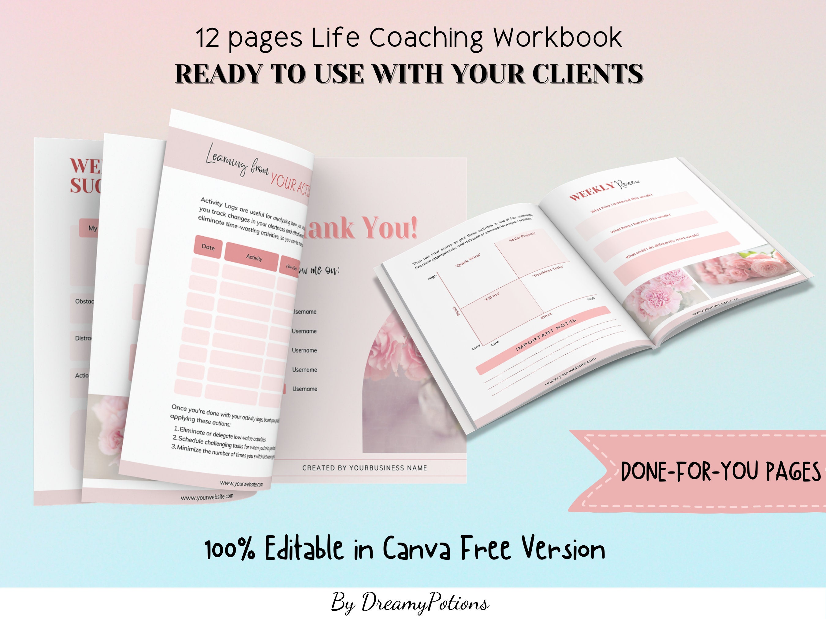 12 Done for You Life Coaching Workbook, Ready to Sell Workbook, Course ...