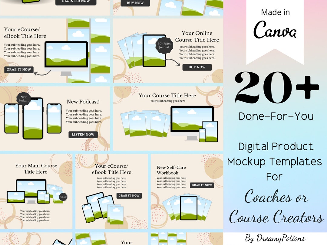 20+ Digital Product Mockup Templates, Online Course Mockup, Course ...