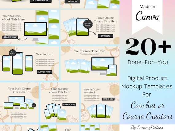20 Digital Product Mockup Templates Online Course Mockup | Etsy