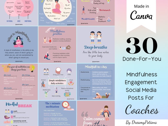 30 Done for You Mindfulness Engagement Social Media Posts | Etsy