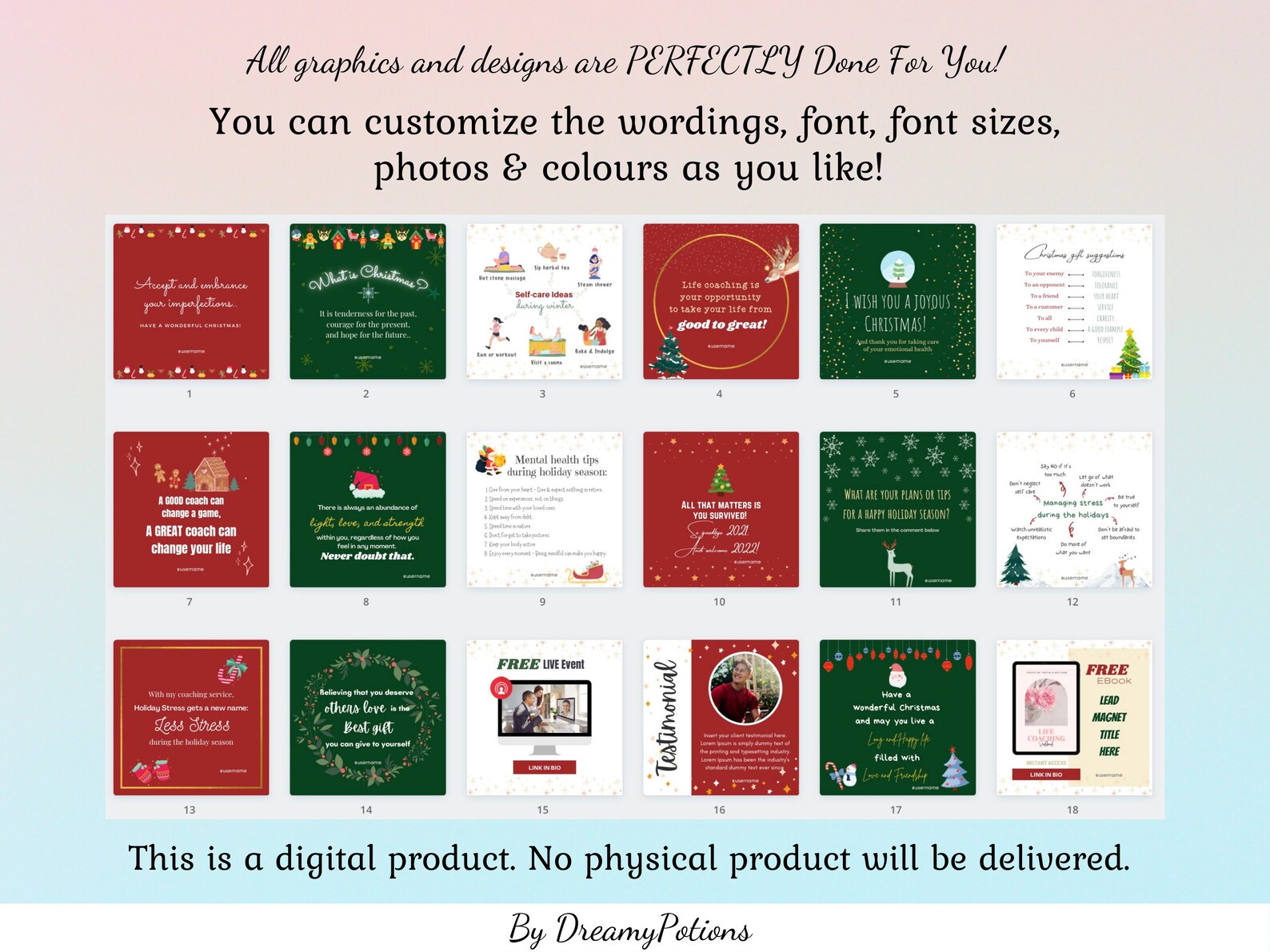 36 Done for You Christmas Life Coach Engagement Social Media Posts ...