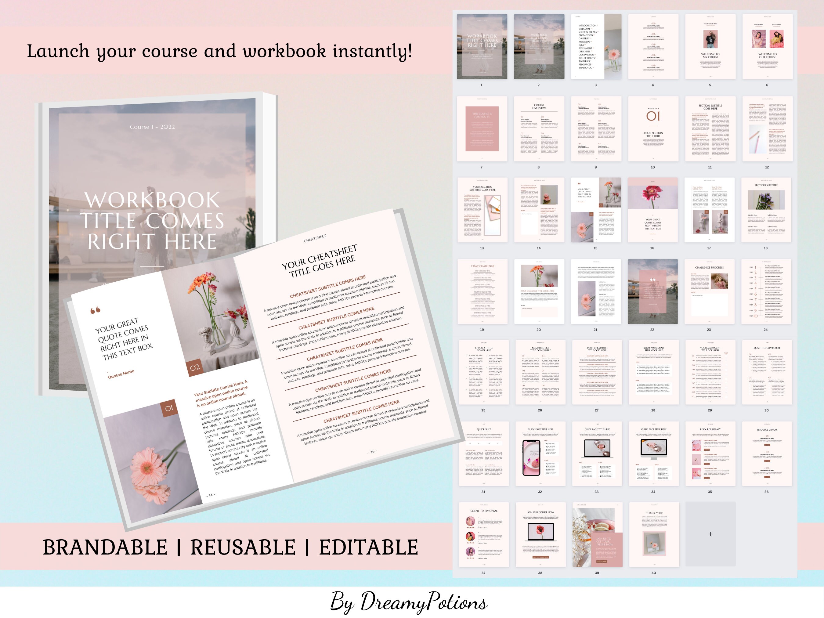 40 Coaching/online Course Workbook Template for Coaches, Lead Magnet ...