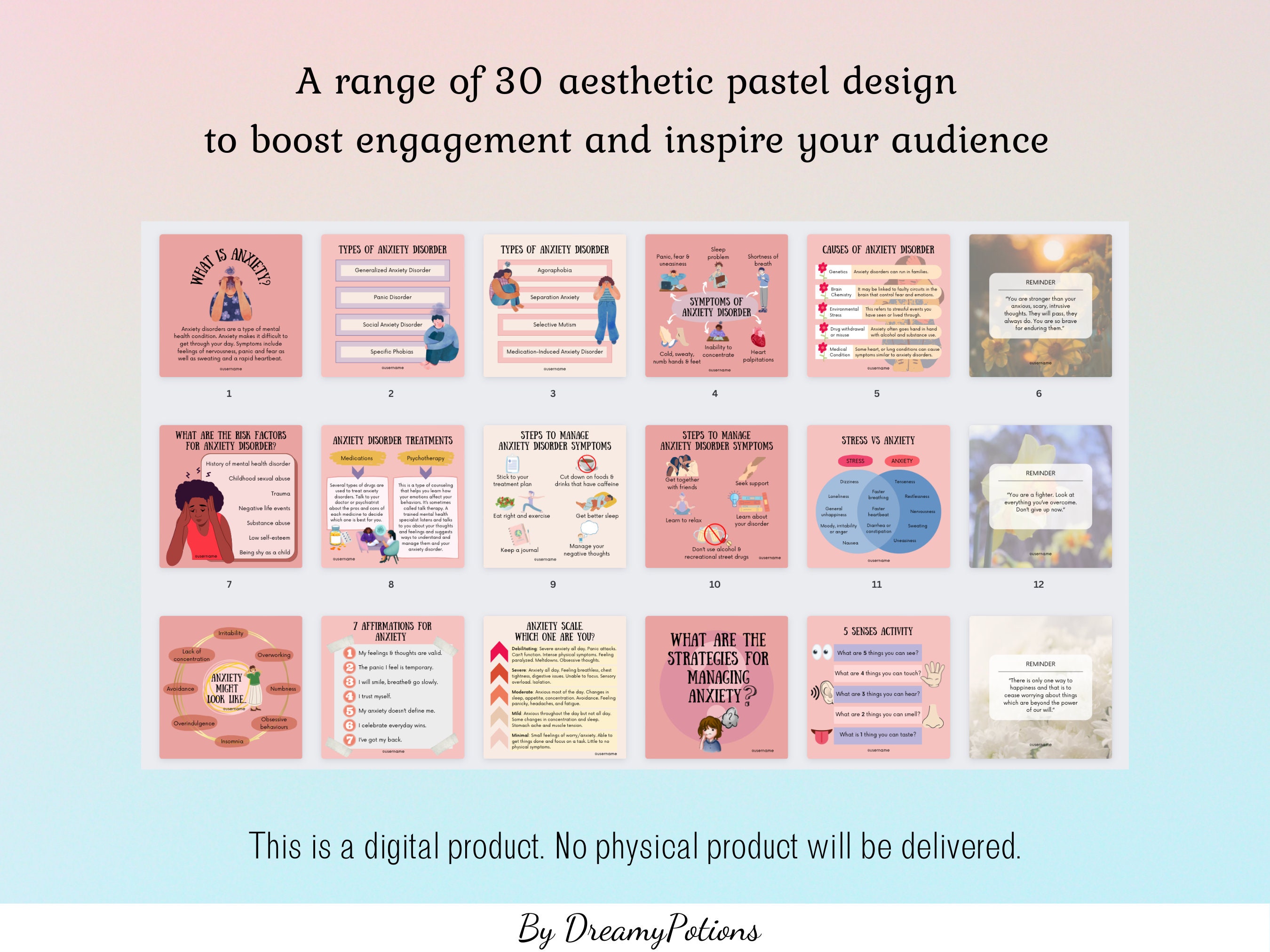 30 Done for You Anxiety Engagement Social Media Post, Mental Health ...