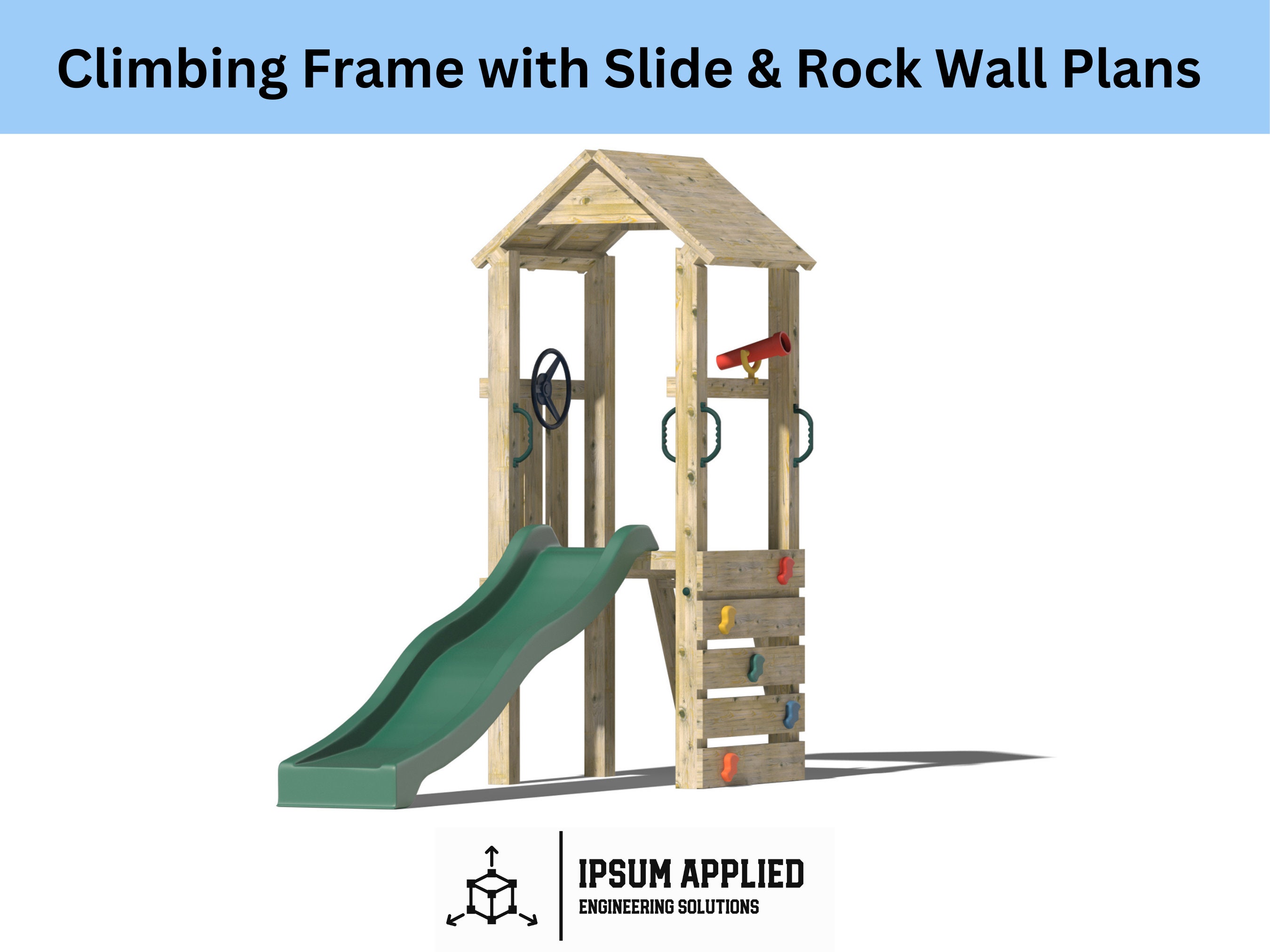 Climbing Frame With Steps, Slide and Rock Wall Plans & Assembly ...