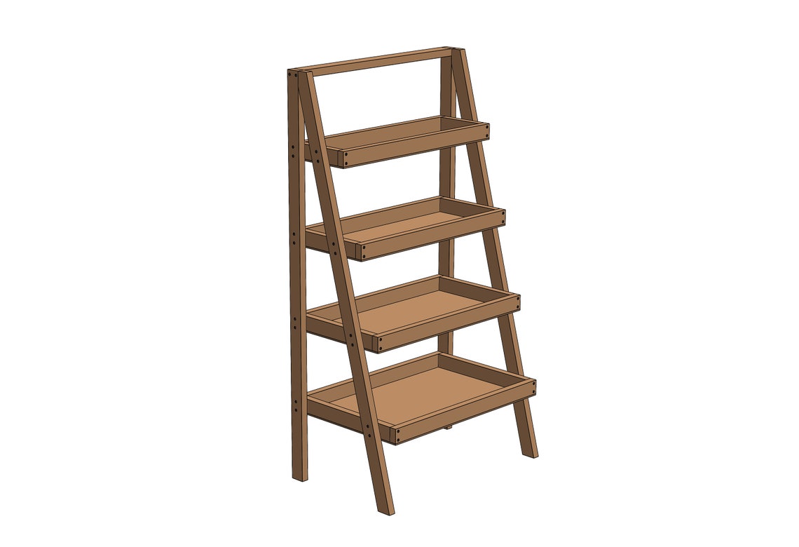 Wooden Ladder Storage Shelves Plans & Assembly Instructions - Etsy