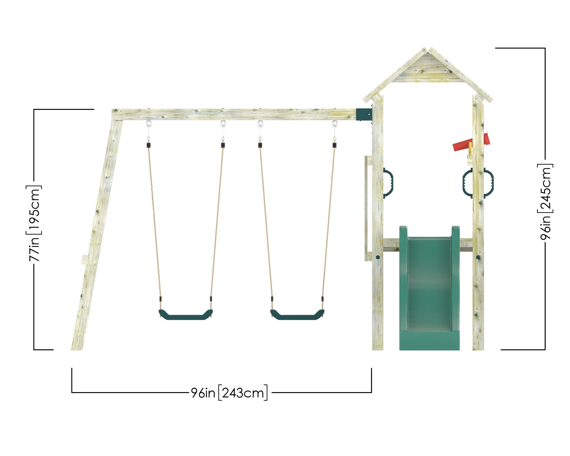 Climbing Frame With Slide, Cargo Net and 2 X Swings Plans & Assembly ...