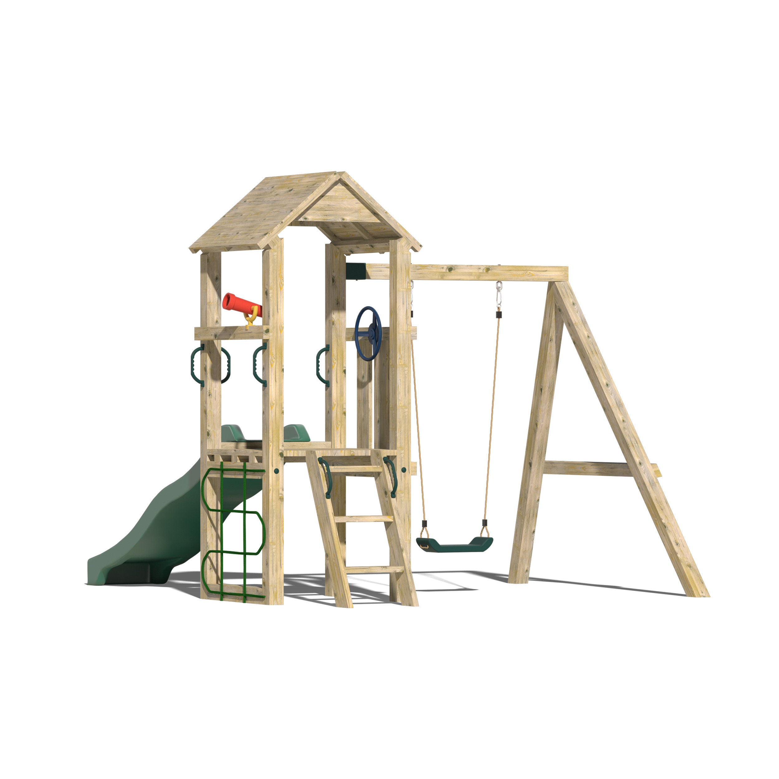 Climbing Frame With Steps, Slide, Cargo Net and Swing Plans & Assembly ...