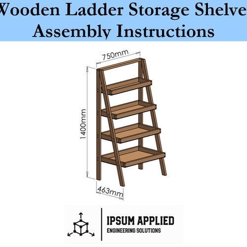 Wooden Ladder Storage Shelves Plans & Assembly Instructions - Etsy