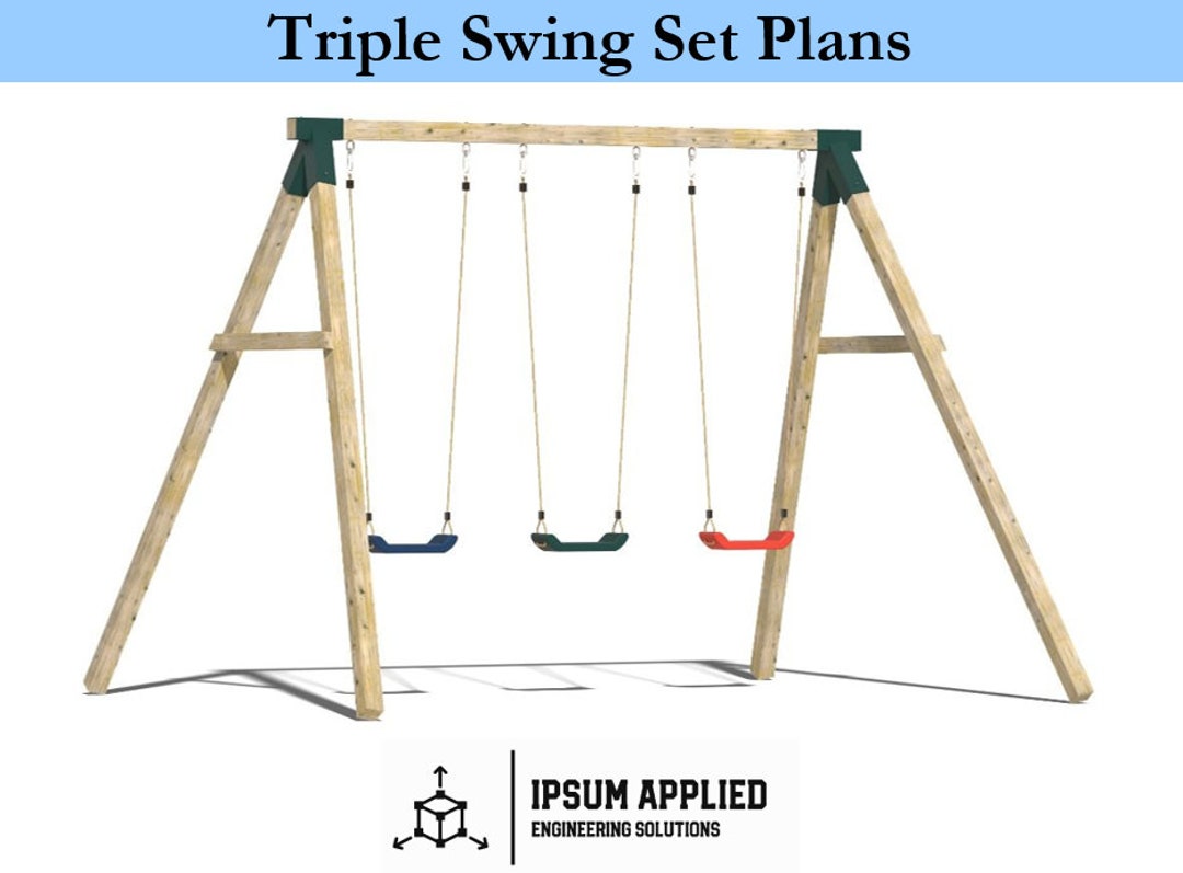 Kids Triple Swing Set Plans & Assembly Instructions - Comes With Cut ...