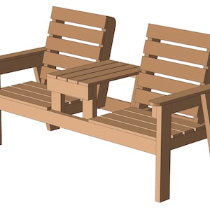 Jack and Jill Garden Bench Woodworking Plans: DIY Loveseat (PDF) - Etsy