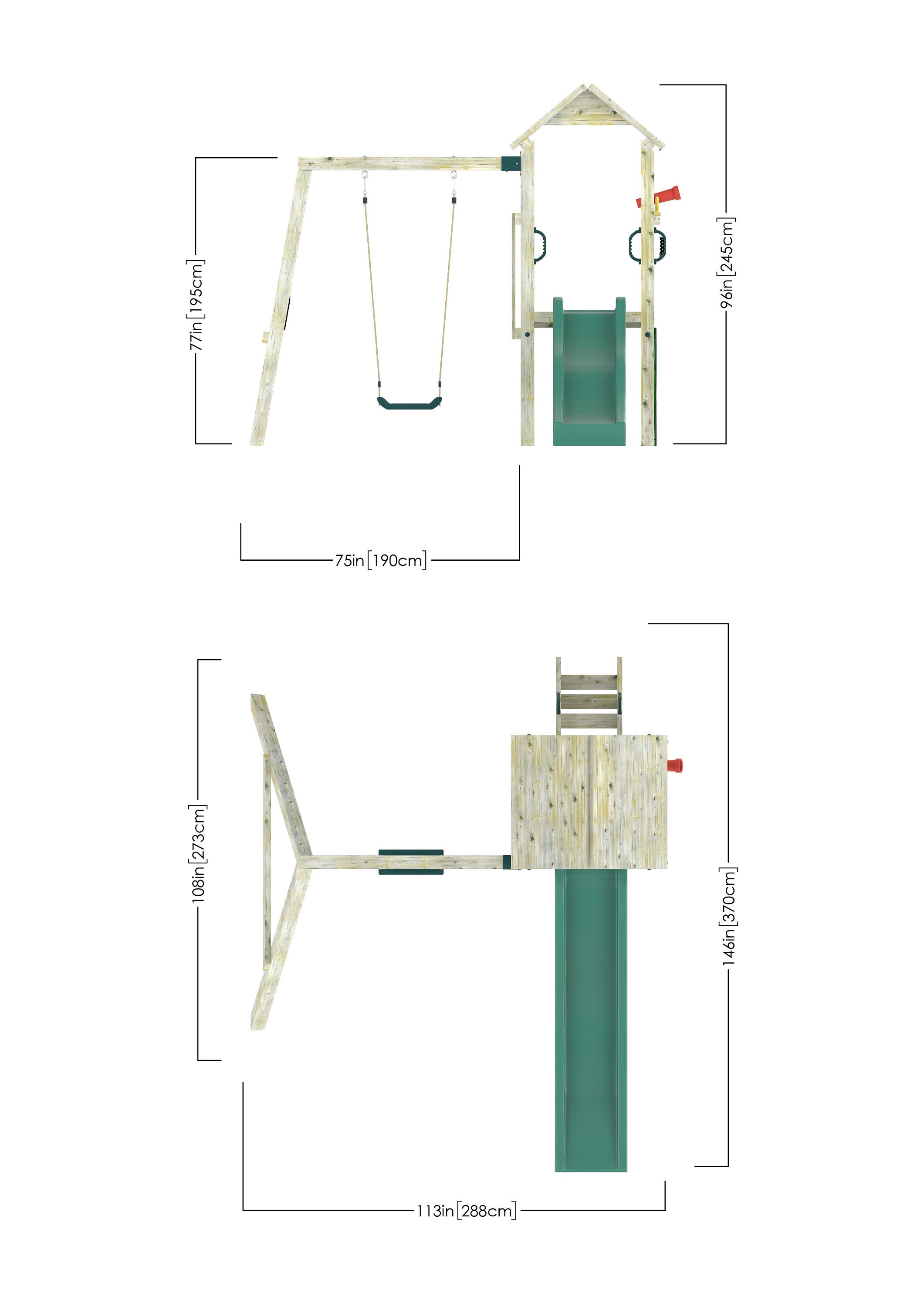 Climbing Frame With Steps, Slide, Cargo Net and Swing Plans & Assembly ...