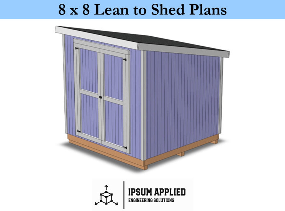 8x8 Lean-to Shed Plans: DIY Backyard Storage (PDF Blueprint) - Etsy