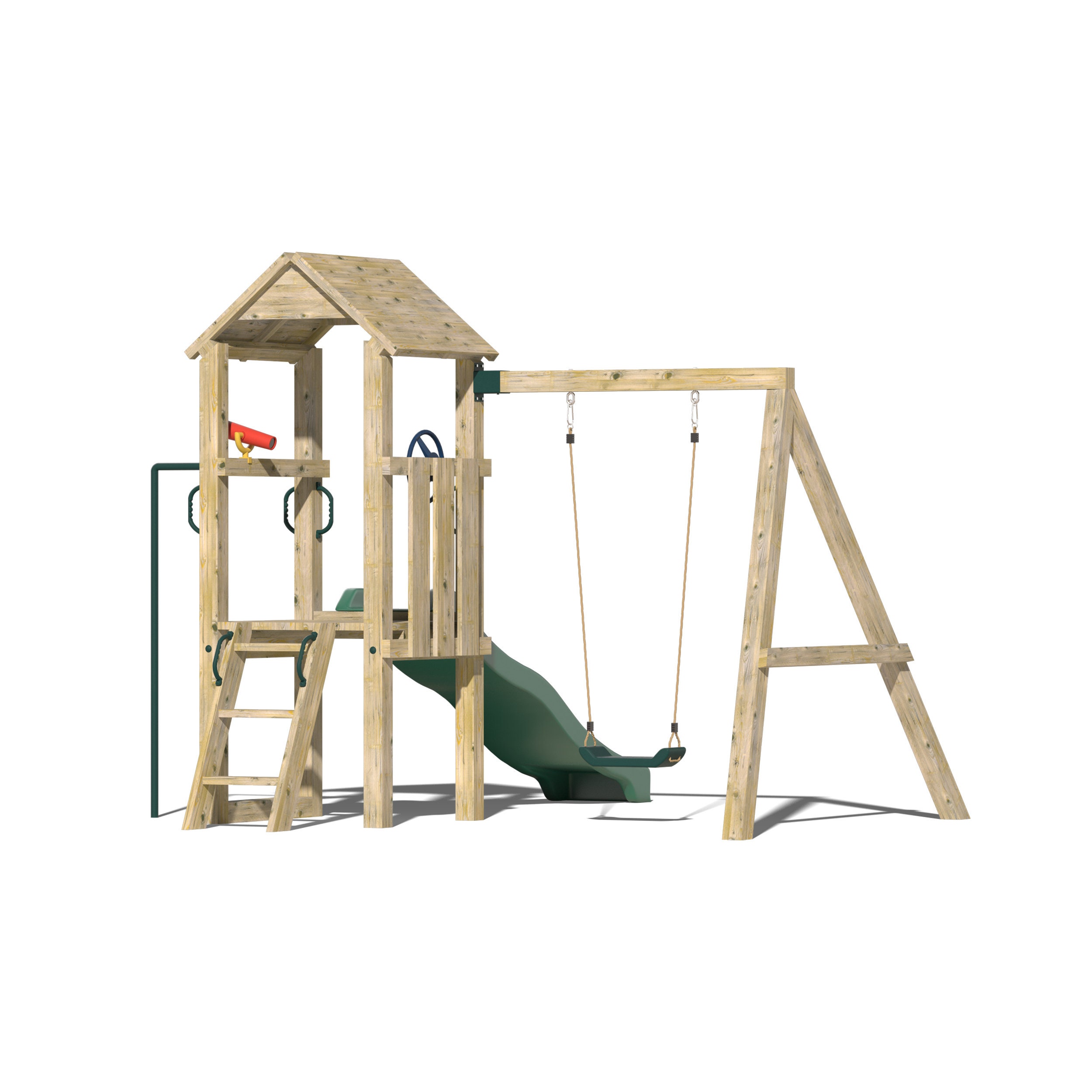 DIY Kids Wooden Playset Plans PDF | Climbing Frame With Slide, Swing ...