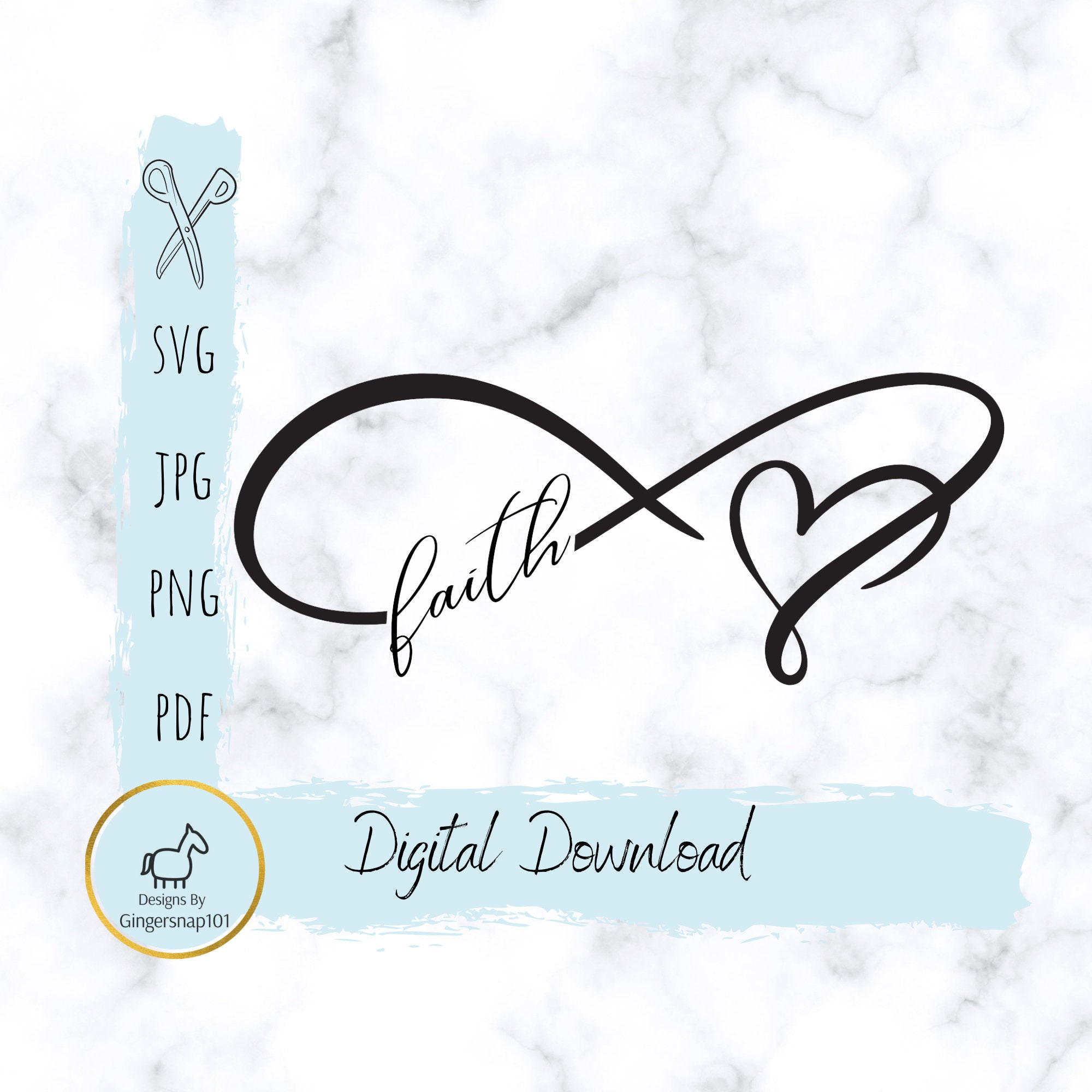Faith Infinity Heart Svg Instant Download Cricut Cut Files | Etsy