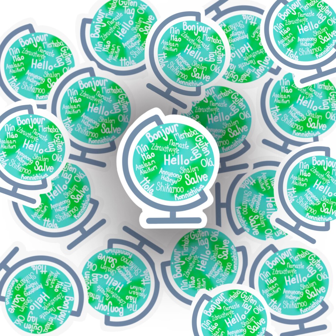 ESL Teacher Sticker - Hello Globe - Etsy