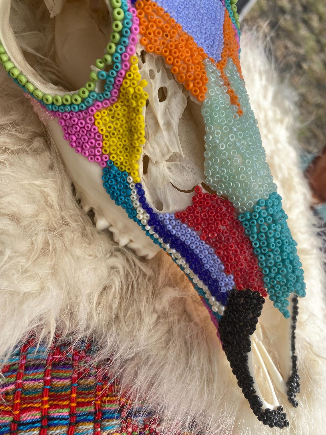 Beaded Deer Skull Huichol Inspired Art - Etsy