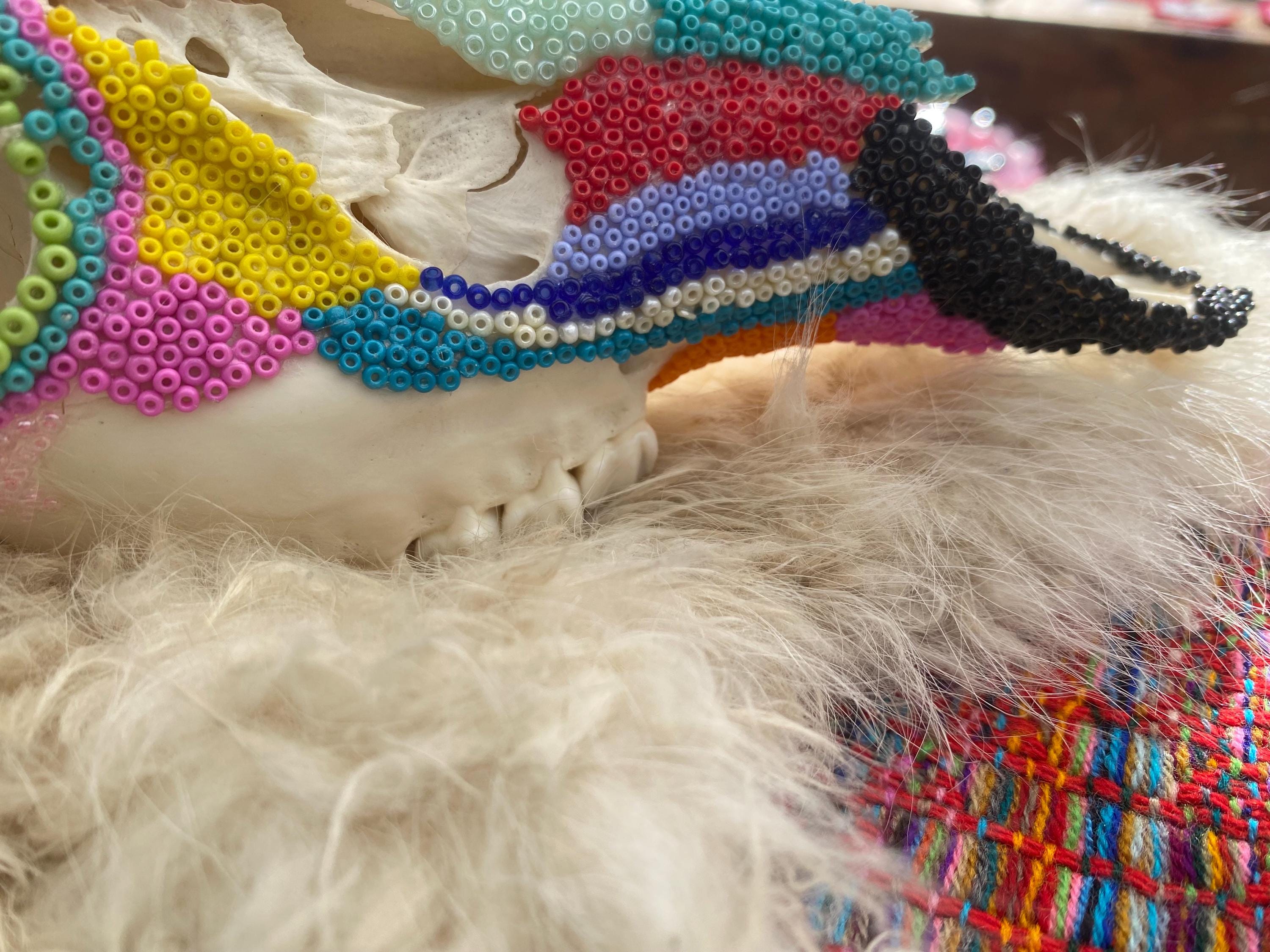 Beaded Deer Skull Huichol Inspired Art - Etsy
