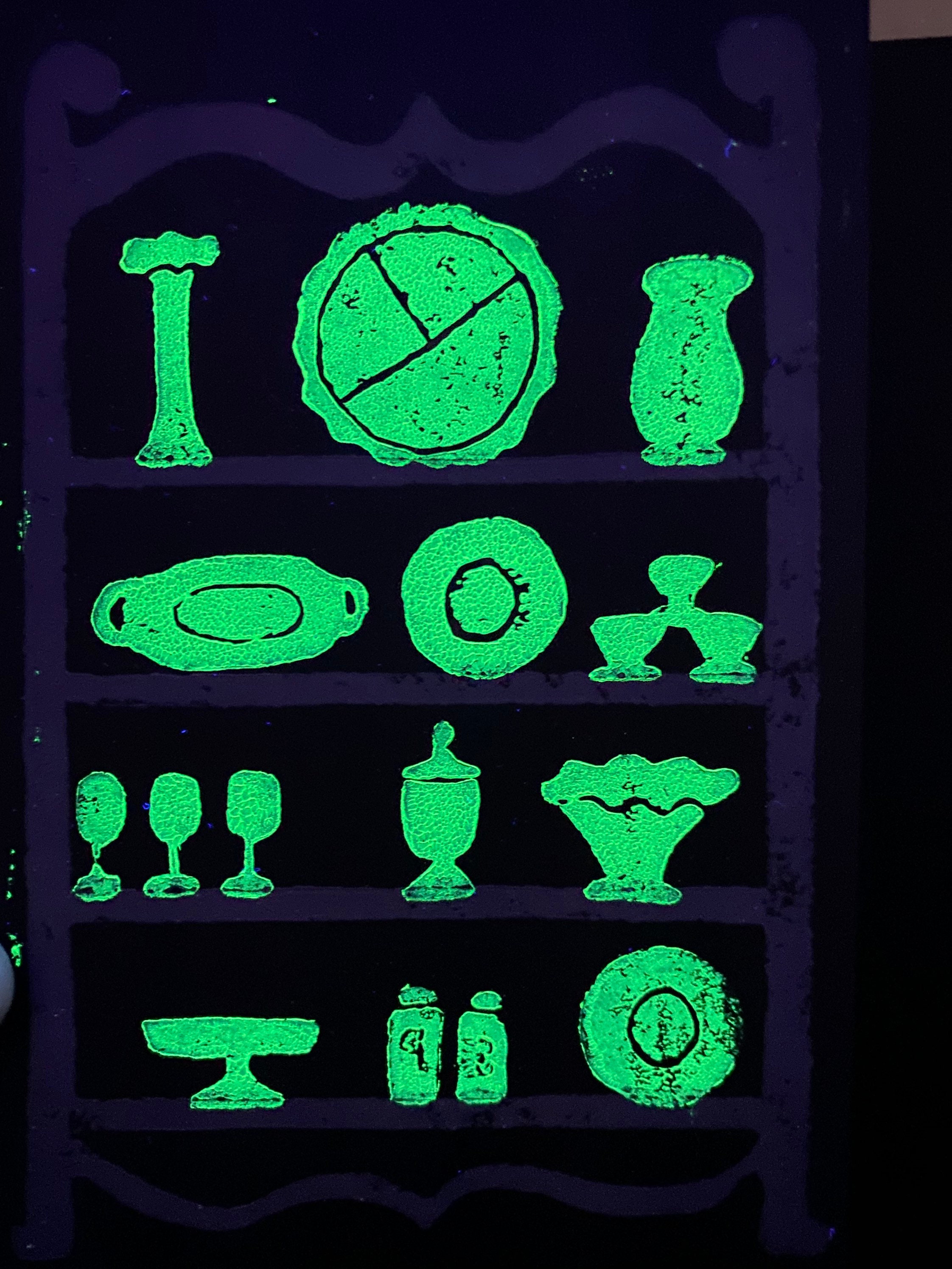 Uranium Glass Curio Cabinet Handmade Block Printed Odd Greeting Card - Etsy