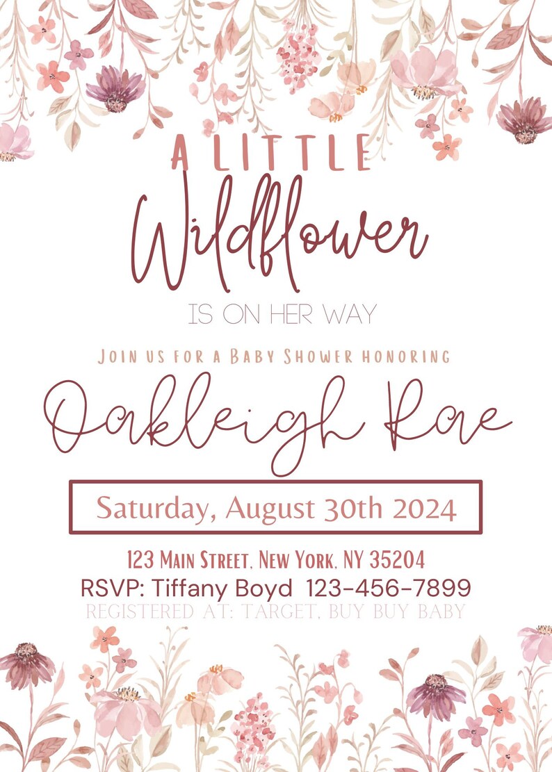 Wildflower-baby Invitation - Etsy