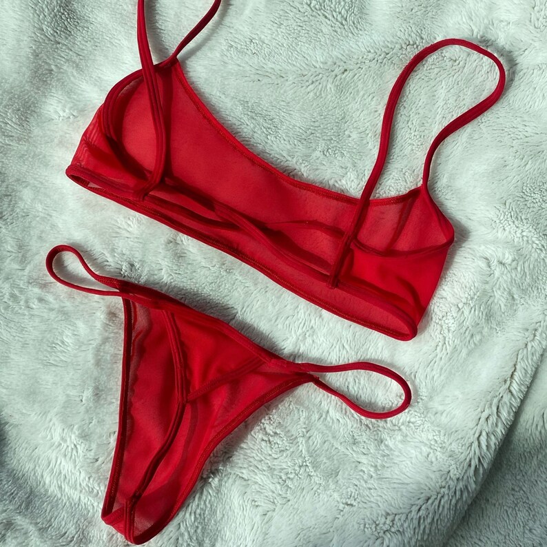 Red Lingerie Set See Through Lingerie Honeymoon Lingerie Etsy