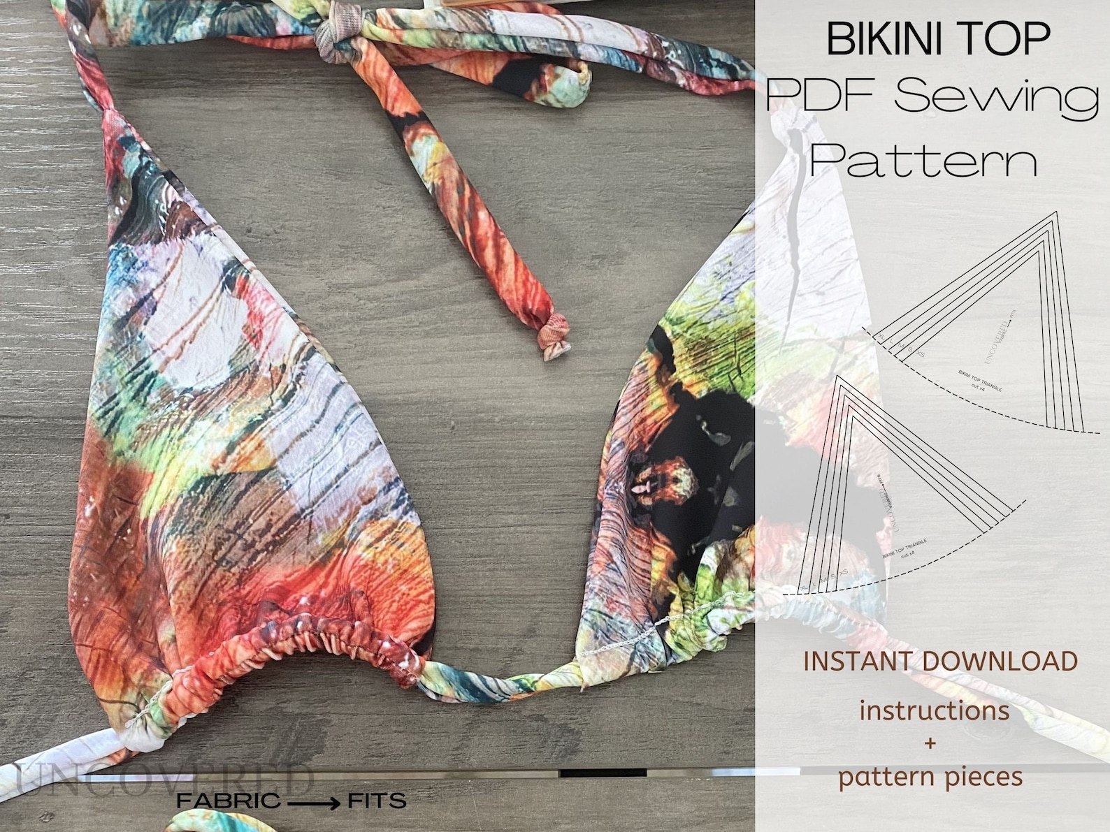 Bikini Sewing Pattern Pdf Digital Pattern Bikini Top Pattern Xs Xl